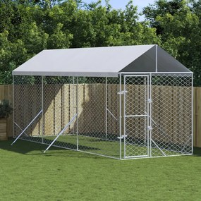 Venkovní psí kotec se střechou stříbrný 2 x 6 x 2,5 m ocel 3190483
