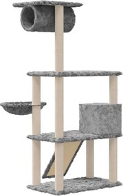 Škrabadlo pro kočky se sisalovými sloupky světle šedé 131 cm 171604