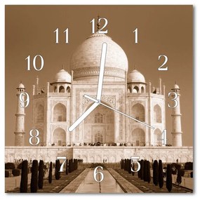Skleněné hodiny čtvercové Taj mahal 30x30 cm