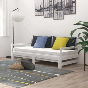 Výsuvná denní postel 2 × (90x200 cm) bílá masivní borové dřevo 3083660