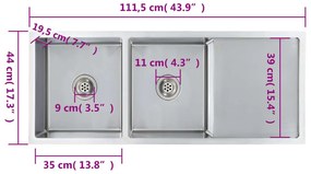 vidaXL Marketos Ručně vyrobený kuchyňský dřez nerezová ocel