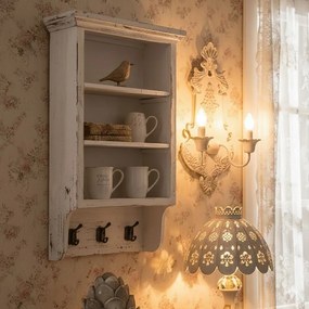 Béžová antik nástěnná kovová lampa Anelli - 40*18*70 cm E14/ 2*25W