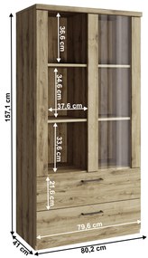 Kondela Vitrína nízká 1W2S, dub navarra, DORSI