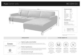 Červenohnědá kožená rohová pohovka MESONICA Puzo, levý roh