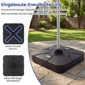 Costway 130 kg podstavec na slunečník s kolečky HDPE 84 cm čtvercový plnitelný