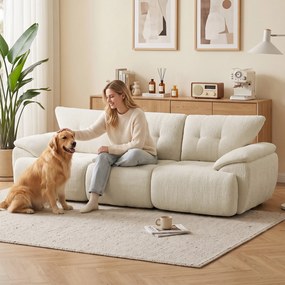 HOMCOM 3-místná pohovka, 260 cm, chenilková, rámové modulární pohovka s extra širokým a hlubokým sedákem, široké područky