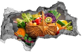 Wallmuralia Nálepka 3D díra Koš zeleniny ovoce 95x73 cm