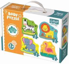 Trefl Baby puzzle Zvířata na safari 4v1 3, 4, 5, 6 dílků