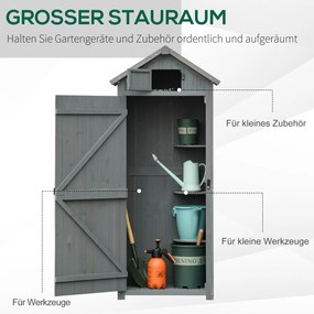 Outsunny zahradní skříňka zahradní přístřešek na nářadí s policemi asfaltová střecha okno dřevo šedá+zelená 77 x 54,2 x 179 cm | Aosom