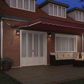 Automatická zatahovací markýza s LED burgundská 600 x 300 cm 3310202