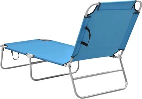 Zahradní lehátko ocel a textil tyrkysově modré 310329