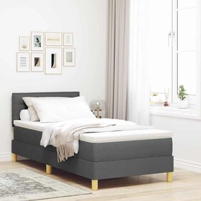 Postel s boxspringem s polštářem Tmavě šedá 80 x 200 cm textil 3338798