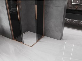 Mexen Velar L Duo, sprchový kout s posuvnými dveřmi 100 x 100 cm, 8mm šedé sklo, měděná matná, 871-100-100-02-43-65