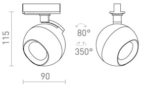 Rendl R13760 stropní svítidlo SIENA pro jednookruhovou lištu, černé, 230V, GU10, ø9cm