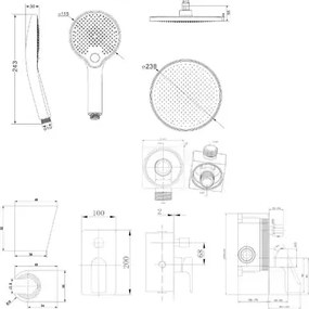 kielle - Sprchový set s baterií pod omítku, pro 2 spotřebiče, s příslu