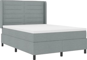 Postel s boxspringem s čelo Světle šedá 200 x 140 cm textil 3341581