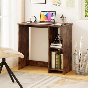 Costway Malý psací stůl s 2 přihrádkami – 80 × 40 × 74 cm, hnědý