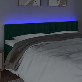 Čelo postele s LED tmavě zelené 200x5x78/88 cm samet 3122115