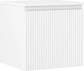 Mexen Rivel, koupelnová skříňka 50 cm s pracovní deskou, 1 zásuvka, drážkovaná, bílá matná, 91A20-05047-1-BFC01