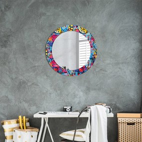 Kulaté dekorativní zrcadlo Barevné čmáraní fi 60 cm