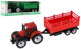 Traktor s přívěsem plast 28cm 2 barvy v krabičce