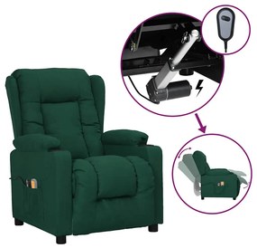 Elektrické masážní křeslo tmavě zelené textil 3098795