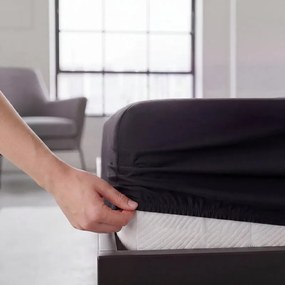 SCANquilt napínací prostěradlo JERSEY ELASTIC LYCRA černá výška matrace do 30 cm 90 x 200 cm
