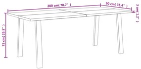 vidaXL Jídelní stůl 200 x 90 x 75 cm masivní akáciové dřevo