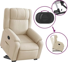 Zvedací polohovací křeslo krémové textil 3205211