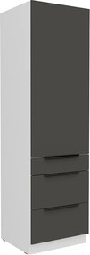 ARIA po | vysoká skříňka 60 DKS-210 3S1F potravinová | UNI DVÍŘKA | 60 cm | PREMIUM BOX | bílá/šedá grafit
