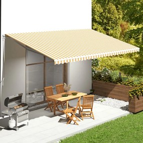 Náhradní plachta na markýzu žlutá a bílá 600 x 350 cm polyesterová 311944