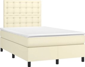 Box spring postel s matrací a LED krémová 120x200 cm umělá kůže 3135935