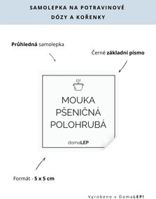 MOUKA PŠENIČNÁ POLOHRUBÁ – průhledná samolepka na dózu, 5 × 5 cm | DomaLEP