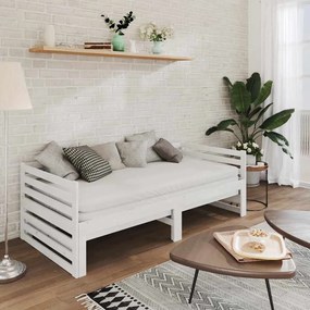 Výsuvná denní postel 2 × (90x200 cm) bílá masivní borové dřevo 3083670