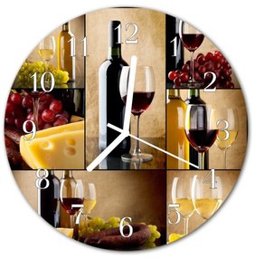 Skleněné hodiny kulaté Láhev vína fi 30 cm