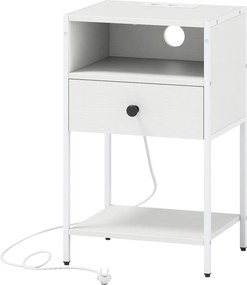 Costway Noční stolek s nabíjecí stanicí Průmyslový s otevřenou