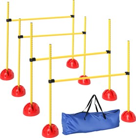 4dílná sada agility pro psy se 4 překážkami a přepravní taškou pro trénink skákání, žlutá barva