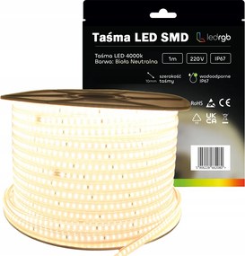 Led pásek Smd 2835 220V 230V 100 m 4000K Bílý Neutrální Voděodolný IP67