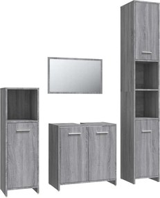 4dílný set koupelnového nábytku šedý sonoma kompozitní dřevo 3154404