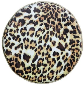 Kulatý sametový podsedák s motivem leopardí kůže - Ø 40*3cm