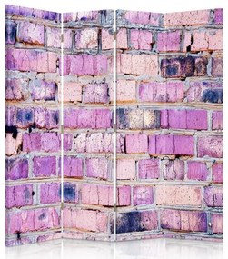 Ozdobný paraván Cihlová zeď - 145x170 cm, čtyřdílný, klasický paraván