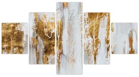 Obraz - Abstrakce se zlatou (125x70 cm)