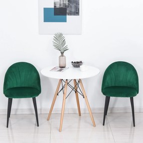 HOMCOM jídelní židle sada 2 ks Scandi design moderní kuchyňská židle čalouněná židle sametová kovová zelená 52x54x79cm do obývacího pokoje a kancelář…