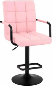 LuxuryForm DESIGN Barová židle VERONA BLACK na černé kulaté podstavě - růžová