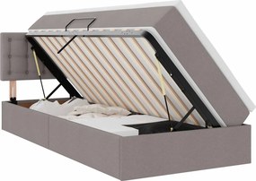 Postel s úložným prostorem a matrací Taupe 100 x 200 cm Samet 3370617