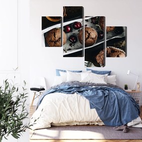 Vícedílný obraz Muffiny S Třešněmi Nedostatek Nedostatek Přírodní plátno 120x75