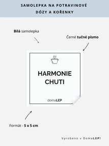 Samolepka na kořenky HARMONIE CHUTI bílá 5 × 5 cm tučné písmo