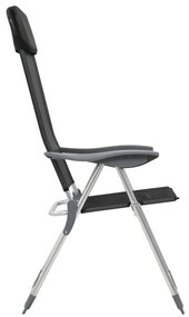 Skládací kempingové židle z hliníku 2 ks černé,  44305