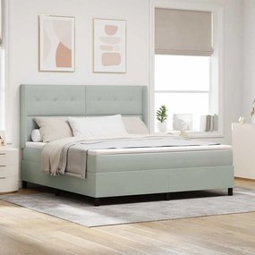 Postel s boxspringem s čelo Světle šedá 180 x 200 cm samet 3342020