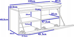Eka Předsíňová stěna s čalouněnými panely Trinity 5 - Dub Artisan s černou / Hořčicová 2326